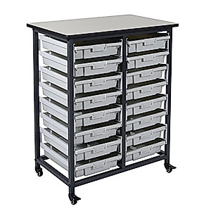 LUXOR MBS-DR-16S Mobile Bin System - Double Row Grey 20 L x 30 75 W x 37 5 H