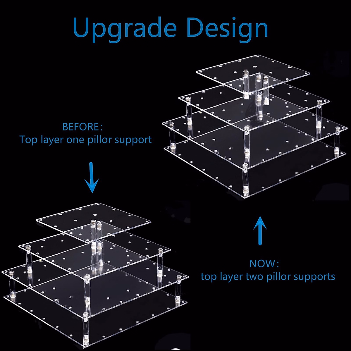 Acrylic Cake Pop Display Stand, ANMEISH 2023 Upgraded 56 Hole Clear 3 Tier Square Lollipop Holder, Ideal for Weddings Baby Showers Birthday Party Anniversaries Holiday Candy Decorative