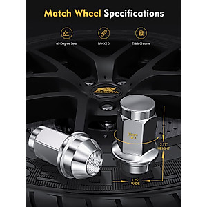 MIKKUPPA M14x2.0 Lug Nuts - Replacement for 2003-2014 Ford F150 Expedition Lincoln Navigator Factory Wheels - 24pcs 13/16 Hex 2 Inch Chrome OEM Factory Style Large Acorn Seat Lug Nuts