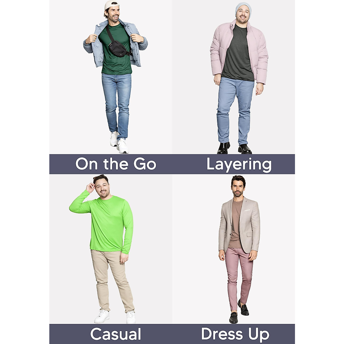 Men's Long Sleeve Crew Neck Top Beige Medium