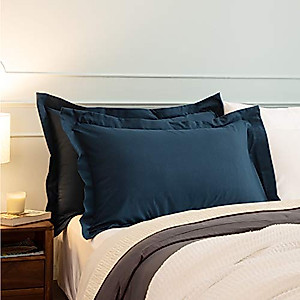 Bedsure Standard Pillow Shams Set of 2 for Kids, Brushed Microfiber Navy Bed Pillow Shams for Queen Bed, Super Soft and Cozy 20x26 Inch Shams Envelope Closure