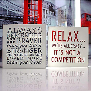 KAUZA Always Remember You are Braver Than You Think - Inspirational Gifts Positive Wall Plaque Pallet Saying Quotes for Birthday - Presents for Mom Sister Grandma 5.5 x 5.5 Inch