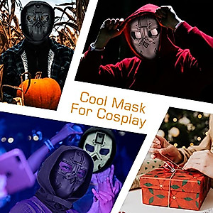 Guayma Airsoft Paintball Mask Tactical Full Face Cyberpunk Mask with Balaclava Headgear for CS Halloween Cosplay Costume Movie Props,Camo