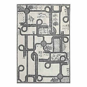 Superior Kids Indoor Area Rug, Country Road Floor Decor for Kids Bedroom Decorations, Colorful Throw, Play Room Accessories, Nursery Bedrooms, Cute, Soft Rugs, 8' x 10', Ivory