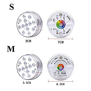 1PC Pool Lights Submersible LED Lights With Magnet And Suction Cups Remote Pool Lights IP68 Waterproof Underwater Timing With Pool Light for Pond Aquarium Fountain Bathtub Home Garden Decor (S, Clear)