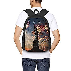FFEXS Statue of Liberty Flag Print Travel Lightweight Casual Laptop Backpack Daily Use backpack Business Work Bag for Men and Women