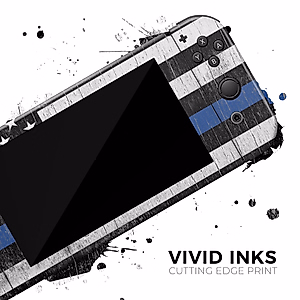 Design Skinz - Compatible with Nintendo Switch Console + Joy-Con - Skin Decal Protective Scratch-Resistant Removable Vinyl Wrap Cover - Distressed Wood Patriotic American Flag with Thin Blue Line