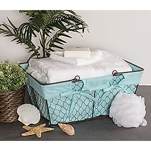 DII Farmhouse Chicken Wire Egg Basket, Storage Baskets with Liner, Aqua, 16x12x7.88"