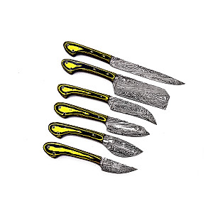 Custom Handmade Damascus Chef Knives Set/Kitchen Knives 6 Pieces Set SS-17321 (Yellow Resin) (Yellow ans Black)