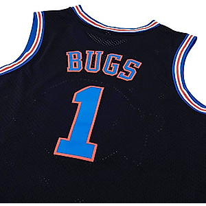 TUEIKGU #1 Bugs Space Movie Youth Basketball Jersey for Kids Fit Age 5-18 Boys (Black1, Largel)