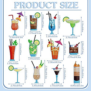 12 Pcs Drinks Diamond Painting Keychain Kits Crystal Drinks Diamond Painting Ornaments Summer Full Diamond Drinks Keychain Summer DIY Diamond Art Keychains for Adults Kids Purse Backpack Handbag