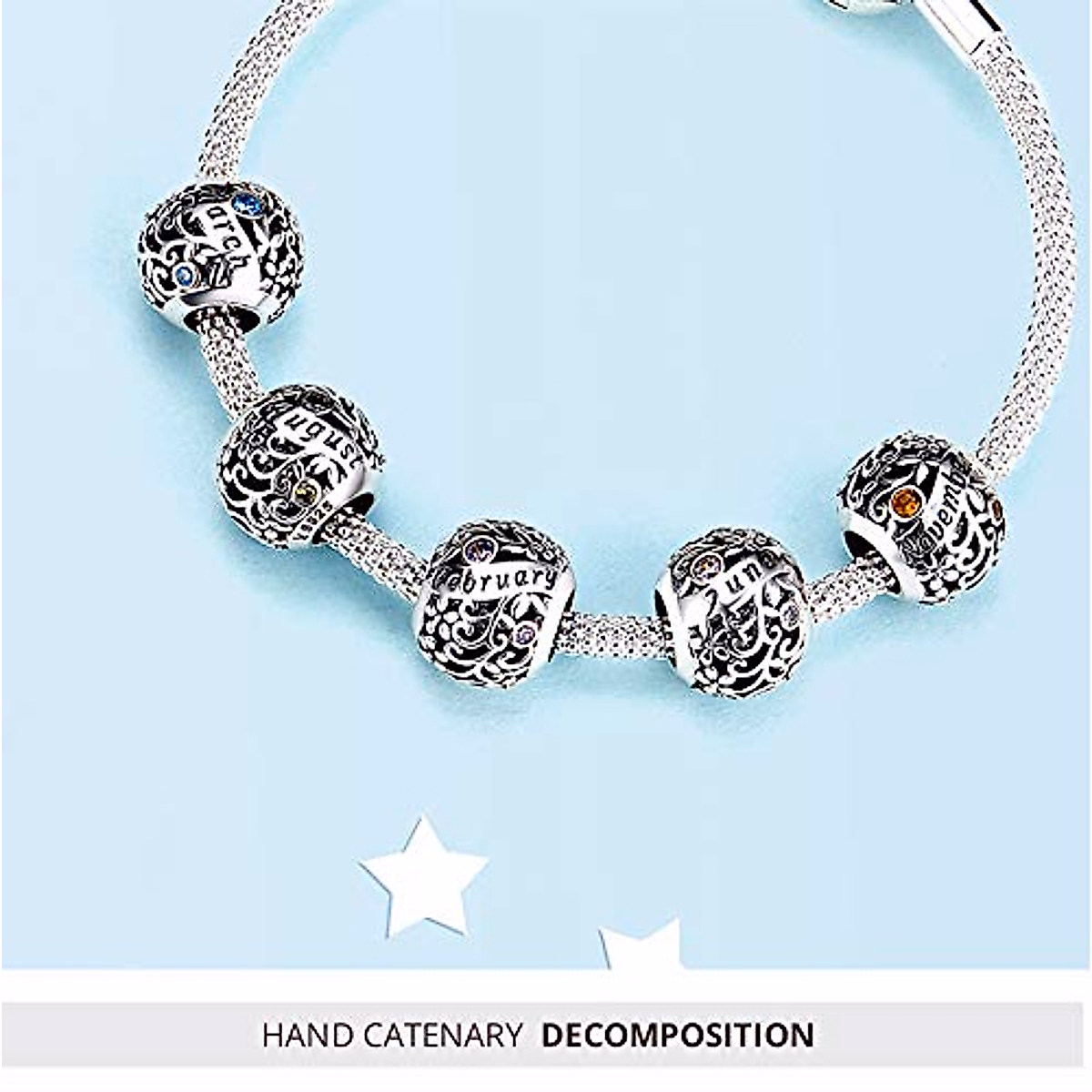 Lorrifal September 925 Sterling Silver Original Birthstone Charms fit Pandora Bracelets Necklace Perfect Jewelry Birthday Loved Beads Gift for Women Mom Daughter