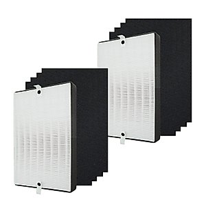 PUREBURG Type A2 Replacement 2 HEPA Filter + 8 Carbon Pre-Filters Compatible with Filtrete (3M) Room Air Purifiers FAP-C02-A2, FAP-C03-A2, FAP-T03-A2, Part # 1150101, Filter A2, 2-Pack