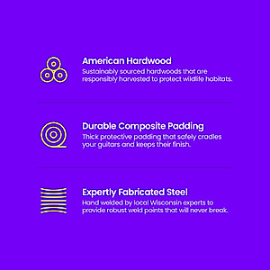 String Swing Guitar Wall Mount 2 Pack, Guitar Hangers, Wall Guitar Mount, Guitar Holder Hook for Wall, Fits All Size Guitars, Acoustic, Electric, Bass, Cherry Hardwood - Made in USA