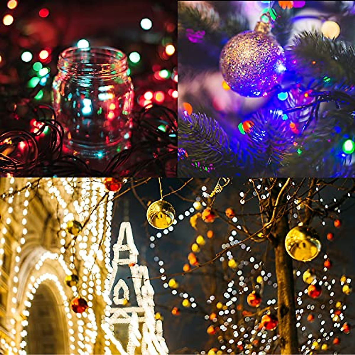 Koxly Solar String Lights,72FT 200 LED 8 Modes Solar Powered Christmas Lights Outdoor String Lights Waterproof Fairy Lights for Garden Party Wedding Xmas Tree
