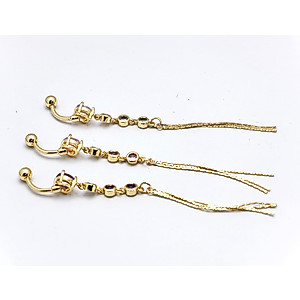 JAJAFOOK Surgical Steel Cubic Zirconia Long Dangle Navel Ring Sexy Body Piercing Belly Button