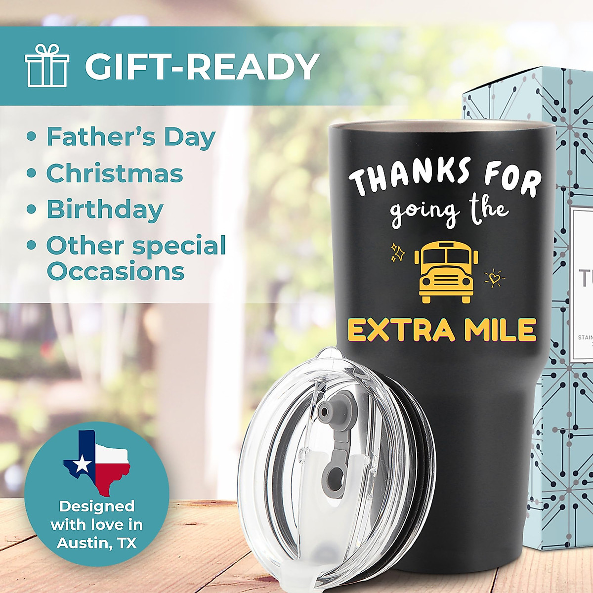 School Bus Driver Tumbler 30oz, Thoughtful and Unique Appreciation Gifts for Men, Bus Monitor Coffee Cup Thank You Presents for Him, Ideal Present Picks for Birthday, Retirement, Christmas, Gift Ready