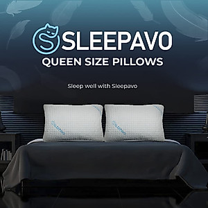 Shredded Memory Foam Pillows - Gel Pillow Queen Size Set of 2 - Gel Cooling Memory Foam Pillows for Bed - Bed Pillows for Sleeping 2 Pack - Adjustable Queen Pillows 2 Pack - Extra Firm