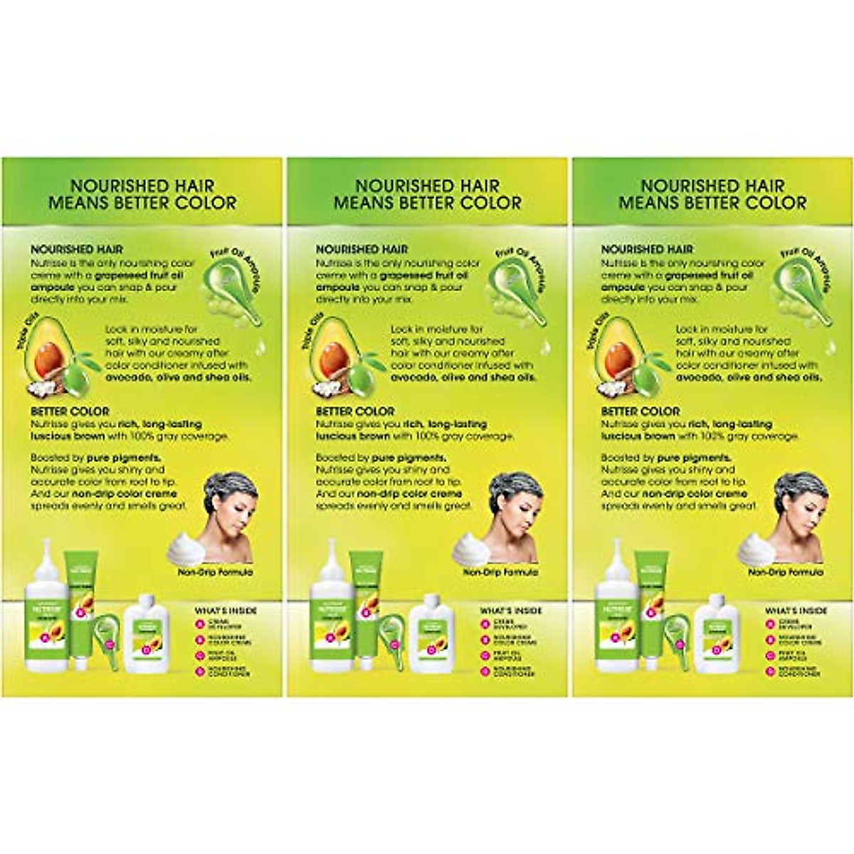 Garnier Nutrisse Nourishing Hair Color Creme, 30 Darkest Brown (Sweet Cola), 3 Count (Packaging May Vary)