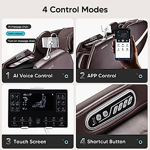 BOSSCARE Zero Gravity Massage Chair, Voice Control Full Body Airbag Massage Recliner with Back Heating, Electric Extendable Footrest, Foot Roller, Bluetooth Speaker, Touch Screen for Family & Friends