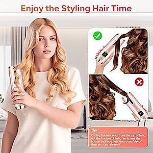 Upgraded Automatic Curling Iron, Cordless Auto Hair Curler with 6 Temps & Timers, Rechargeable & Portable Rotating Curling Wand Styling Tool, Built-in 5000mAh Battery