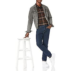 Amazon Essentials Men's Long-Sleeve Flannel Shirt (Available in Big & Tall), Dark Brown Plaid, Large