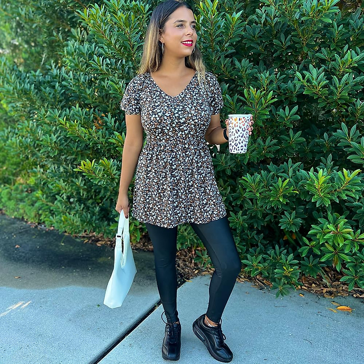 RUIDENG Women's Platform Sneakers Comfortable | Women Hiking Shoes Walking Long Distance | Waterproof Leather Thick Rocker Bottom All Black Size 8