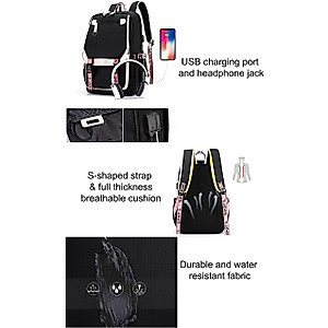 RICHSAIKOU Genshin Backpack Anime Impact Outdoor Dayback Cartoon Laptop Bag 21L Travel Bag with USB Charge Port Hutao Xiao (F)
