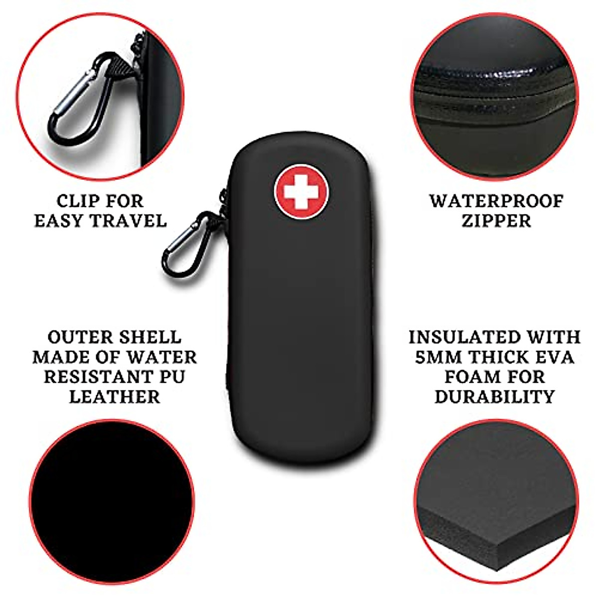 CozmicDriftr EpiPen Carrying Case, Medical Travel Organizer, Water Resistant, Durable, Holds 2 Epipens, Auvi-Q, Eye Drops, Nasal Sprays and Other Essential Allergy Supplies