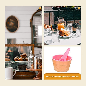 Zerodeko 4 Sets Plastic Dessert Cups with Spoon Reusable Ice Cream Bowls Sundae Cups Yogurt Dessert Bowls Ice Cream Treat Cups for Home Party Supplies Kids Mixing Bowls