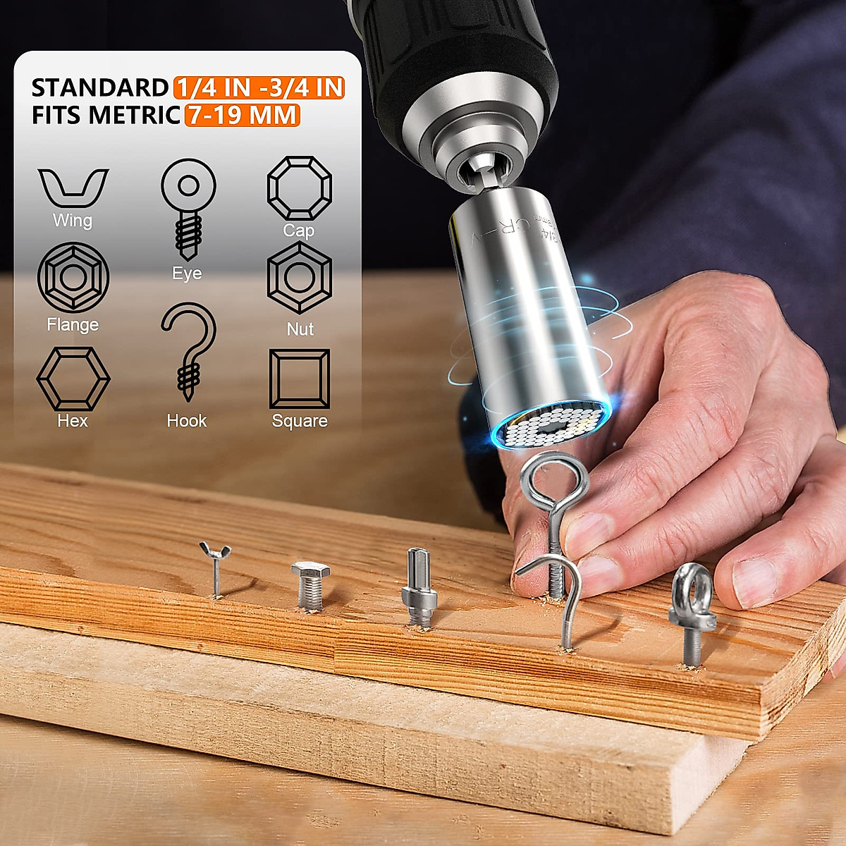 Universal Socket Tool Father's Day Gifts - Sockets Set Super Grip with Adapter Drill Christmas Stocking Stuffers Birthday Gifts for Dad Husband Women Him Father Boyfriend Cool Gadgets Handy Stuff