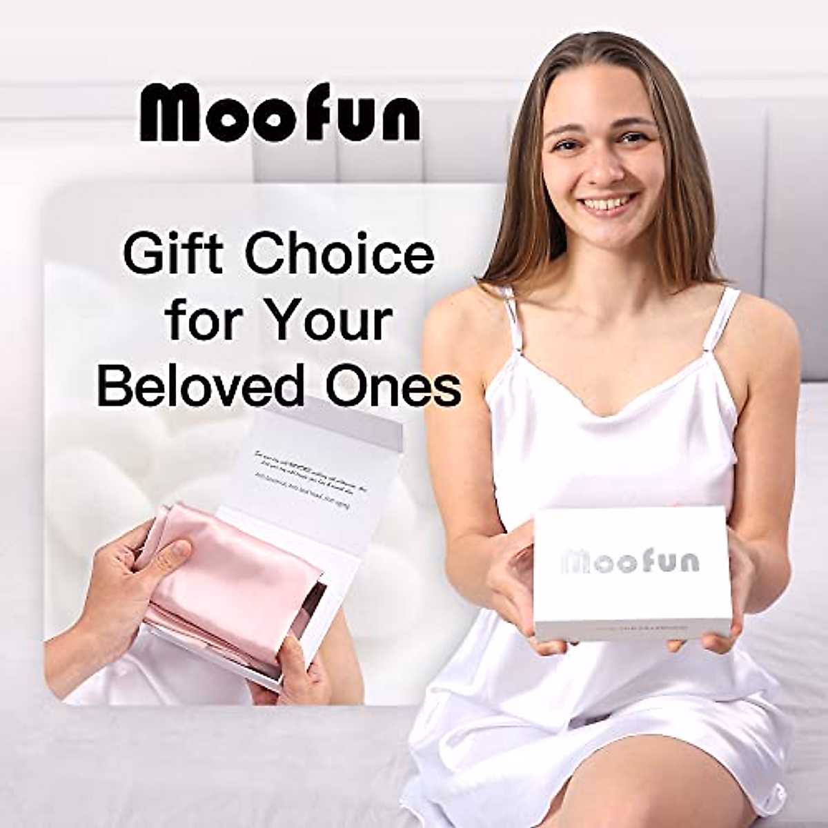 MOOFUN Silk Pillowcase- Standard Size 20 * 26 inches, 22 Momme 100% 6A High-Grade Pure Mulberry Silk reducing Wrinkles Smooth Hair Skin Anti-BedHead Anti-Aging Breathable Machine Washable-Pink