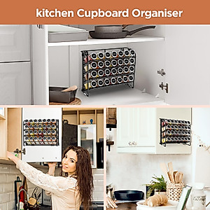 CHARMDI 4 Tier Spice Rack Organizer for Cabinet, Detachable Countertop Spice Rack for Spice Jars(Jars Not Included), Spice Rack Wall mount for Countertop, Cabinet, Kitchen, Black