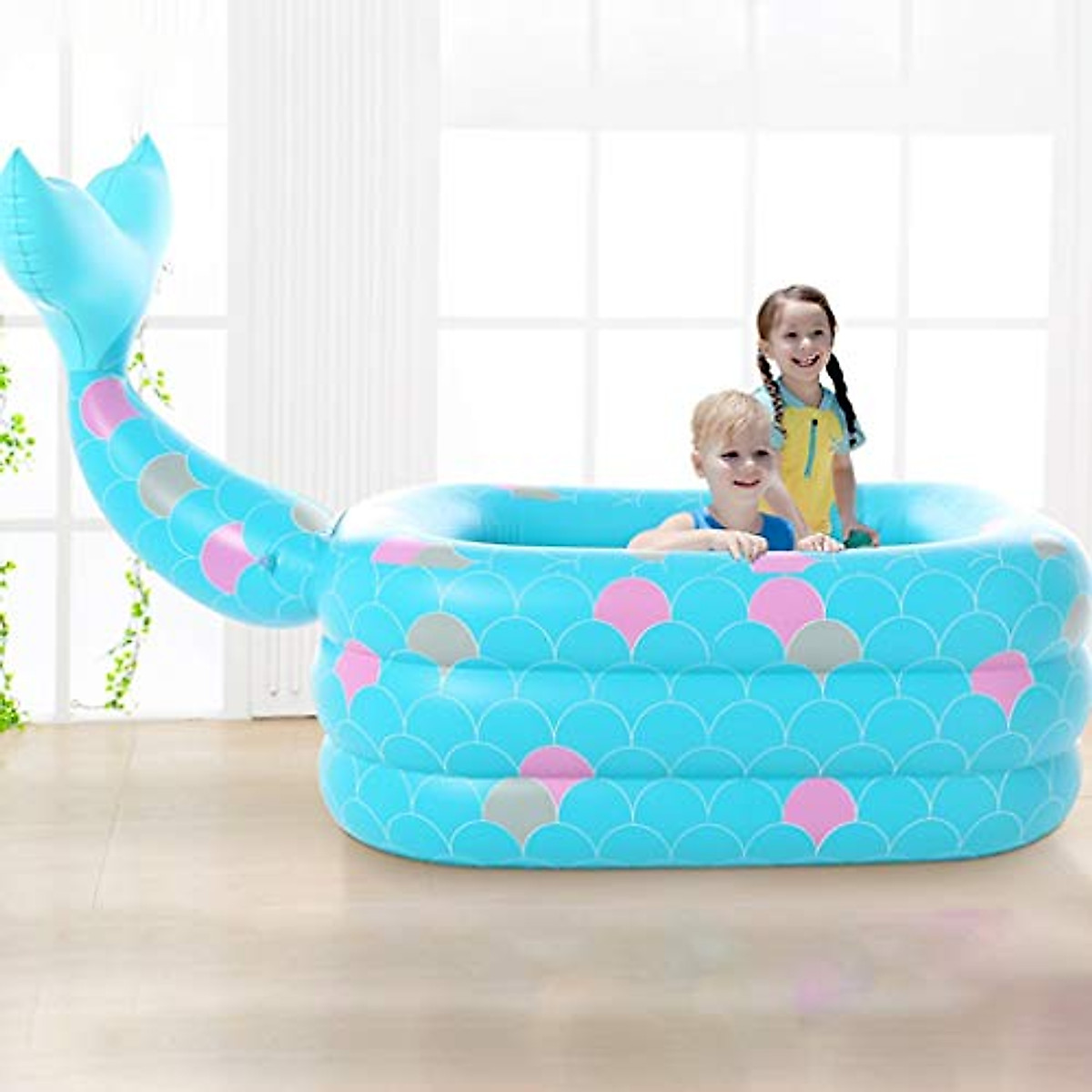 Inflatable swimming pool Blow Up Kiddie Pool,Inflatable Kiddie Pools Outdoor, Family Lounge Pool Garden, Cute Cartoon Shape Ocean Ball Pool, Summer Water Party ( Color : Blue , Size : 5.93.3ft )