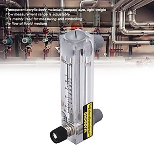 Liquid Flowmeter, Panel Type High Accuracy Water Meter Acrylic Transparent Adjustable Fluid Meter for Measure and Control The Rate of Liquid Medium, 0.5-5GPM
