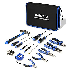 URASISTO 24-Piece Household Tool Kit for Men Repair Hand Tool Set Bag with Hammer, Screwdriver,Pliers, Wrench set with Storage Bag
