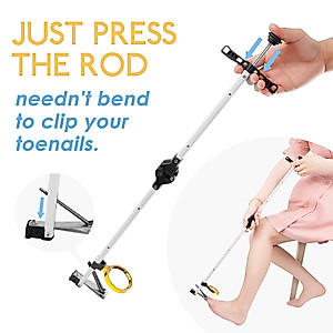 Foldable Long Handle Toenail Clippers Scissors, Easy Reach Pedicure Auxiliary Tools, Extended Nail Clippers for Seniors,Overweight, Hip and Waist Patients| Easy to Carry(with Magnifier, 32Inch)