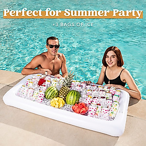 JOYIN Inflatable Serving Bars with Drain Plug (3 Sets), Inflatable Cooler Ice Buffet Salad Serving Trays for Indoor Outdoor Summer Beach Luau Party, Picnic, and Pool Party