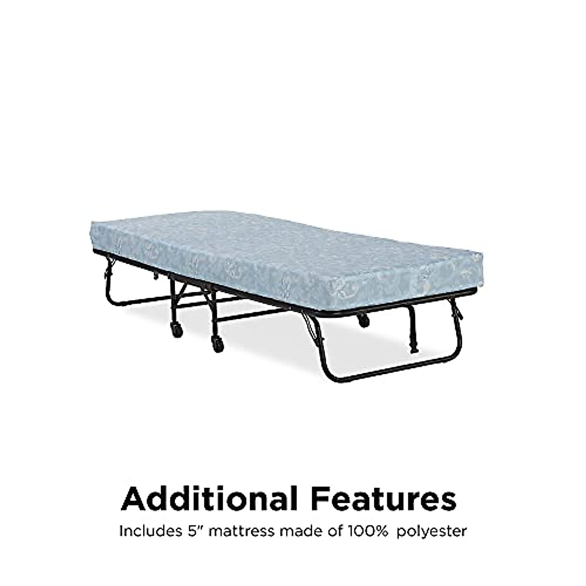 DHP Levy Folding Guest Bed with Metal Frame & 4 Inch Mattress, Twin, Black