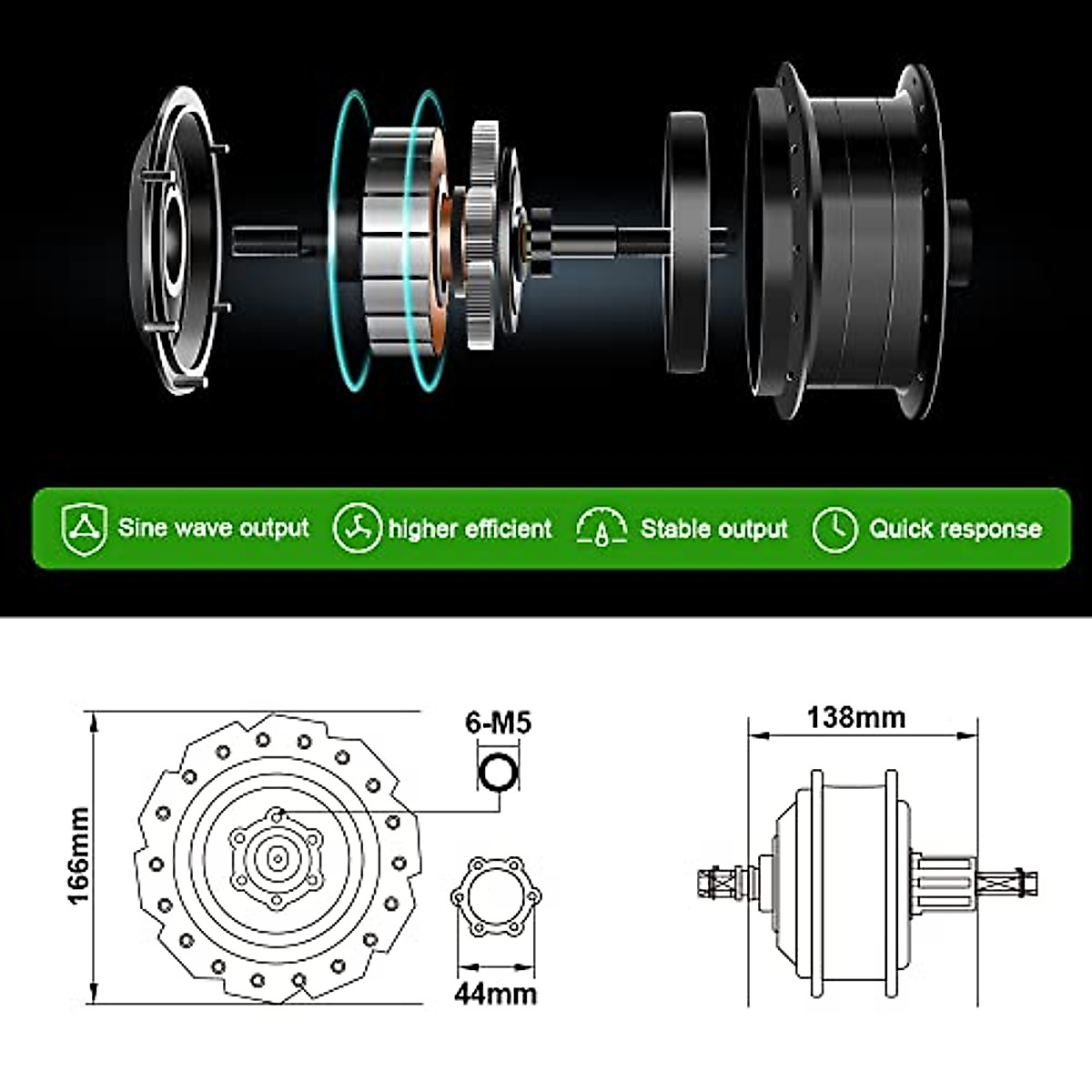 Yose Power Waterproof 26Inch 500W Ebike Conversion Kit with 48V 13Ah Battery for Cassette 26" Electric Bike Rear Wheel, Electric Bicycle Hub Motor Kit, LED Display, Installation Tool