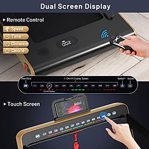 SPORFIT 2 in 1 Folding Treadmill, Portable Walking Pad Superfit Treadmill Under Desk w/Dual Digital Display, Bluetooth Speaker & Remote Control, Electric Walking Jogging Machine for Home/Office Use