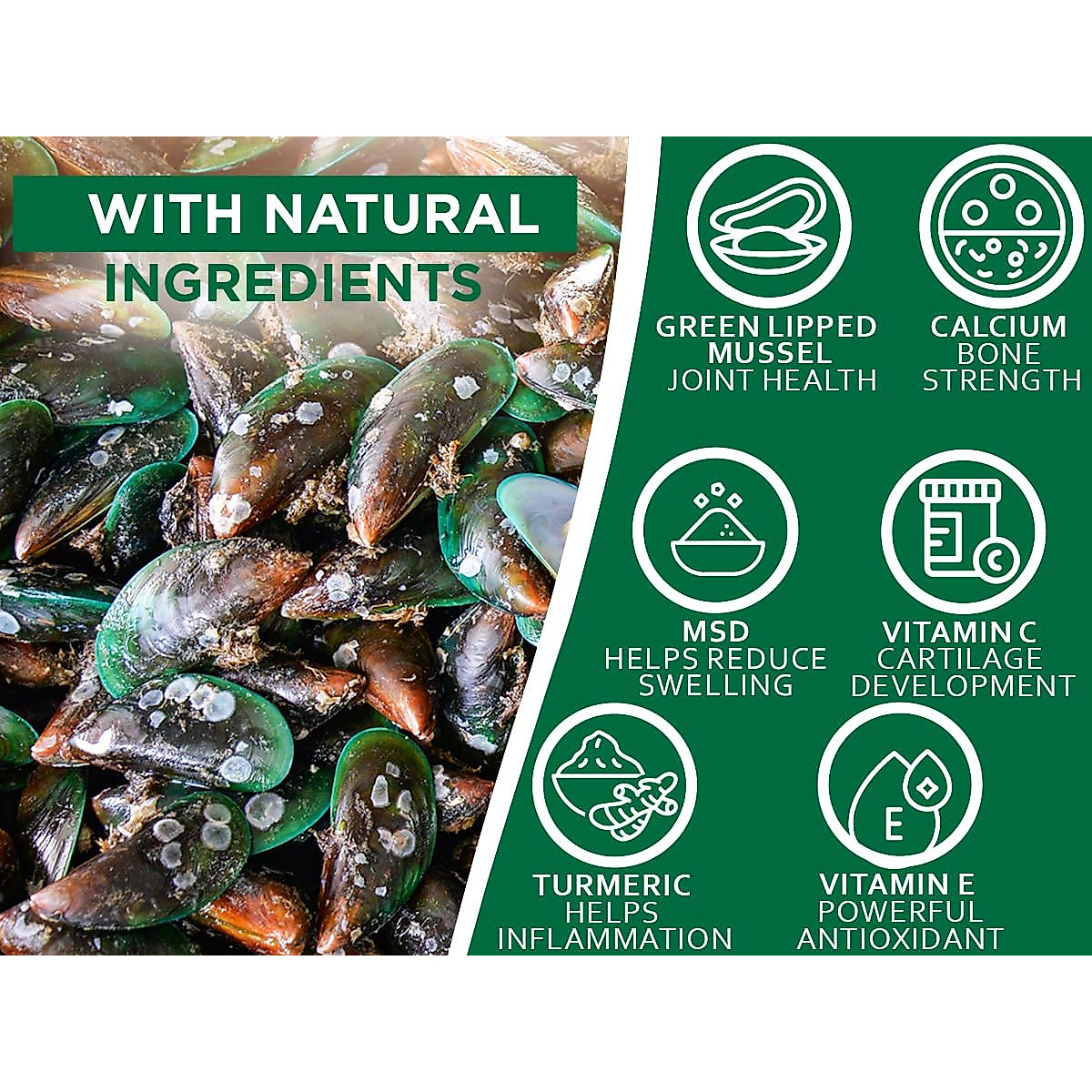 New Zealand - Green Lipped Mussel for Dogs - 1325mg 90 Caps - Hip & Joint Supplement for Dogs & Arthritis Relief for Dogs - GMO & Gluten Free