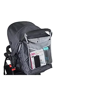 Eunika Baby Stroller Organizer Storage Bag (3 Pcs), Kid Stroller Accessories Travel Hanging, Snap Button Dual Layered Pocket Pram Accessories, Free Gifts Stroller Hooks Black Stroller Mesh Bag