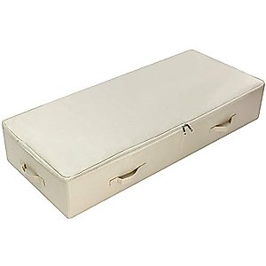 iwill CREATE PRO Ultra Large Under Bed Storage Organizer Box with Lid, Folding Design with 6 Handles, Beige