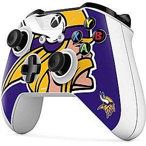 Skinit Decal Gaming Skin compatible with Xbox One S Controller - Officially Licensed NFL Minnesota Vikings Retro Logo Design