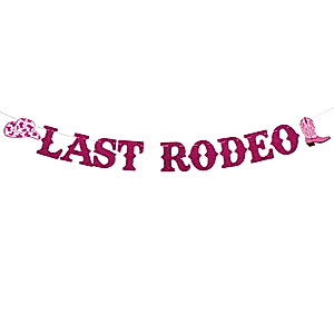 Last Rodeo Banner, Cowgirls Hen Party Decorations, Last Hoedown Decor, Last Rodeo Bachelorette Party Bridal Shower Party Decorations Hot Pink Glitter