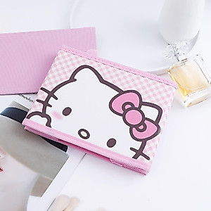 CNEISEJK Kawaii Kitty Collapsible Storage Box Kitty Cat Cosmetics Box Foldable Baskets Office Desk Room Decoration Makeup Holder for Women Girls (SNX-Ki 2403)