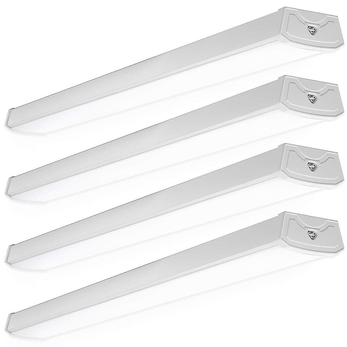Sunco 4 Pack LED Wraparound Light Fixture 4FT, Garage Ceiling Lights, Linkable 40W=300W, 3500 LM, 6000K Daylight Deluxe, Hardwired, Surface Mount, Workshop Utility Light ETL