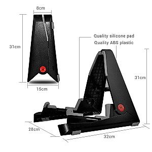 Guitar Bass Stand Portable Adjustable Folding Space Saving For Pro Bass Acoustic Electronic Guitar Stand Extendable Holding Arm Silicon Cushion, by LC Prime