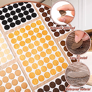 1080 Pieces Adhesive Screw Hole Covers Stickers PVC Cover Caps 20 Colors Waterproof Wood Textured Cover for Wall Cabinets Desk Screws Furniture Repairing